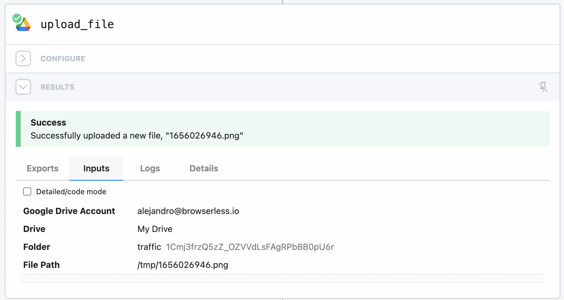 [BUG] Google Drive - Create File - when using a file path (under `/tmp/`), uploaded files are ...