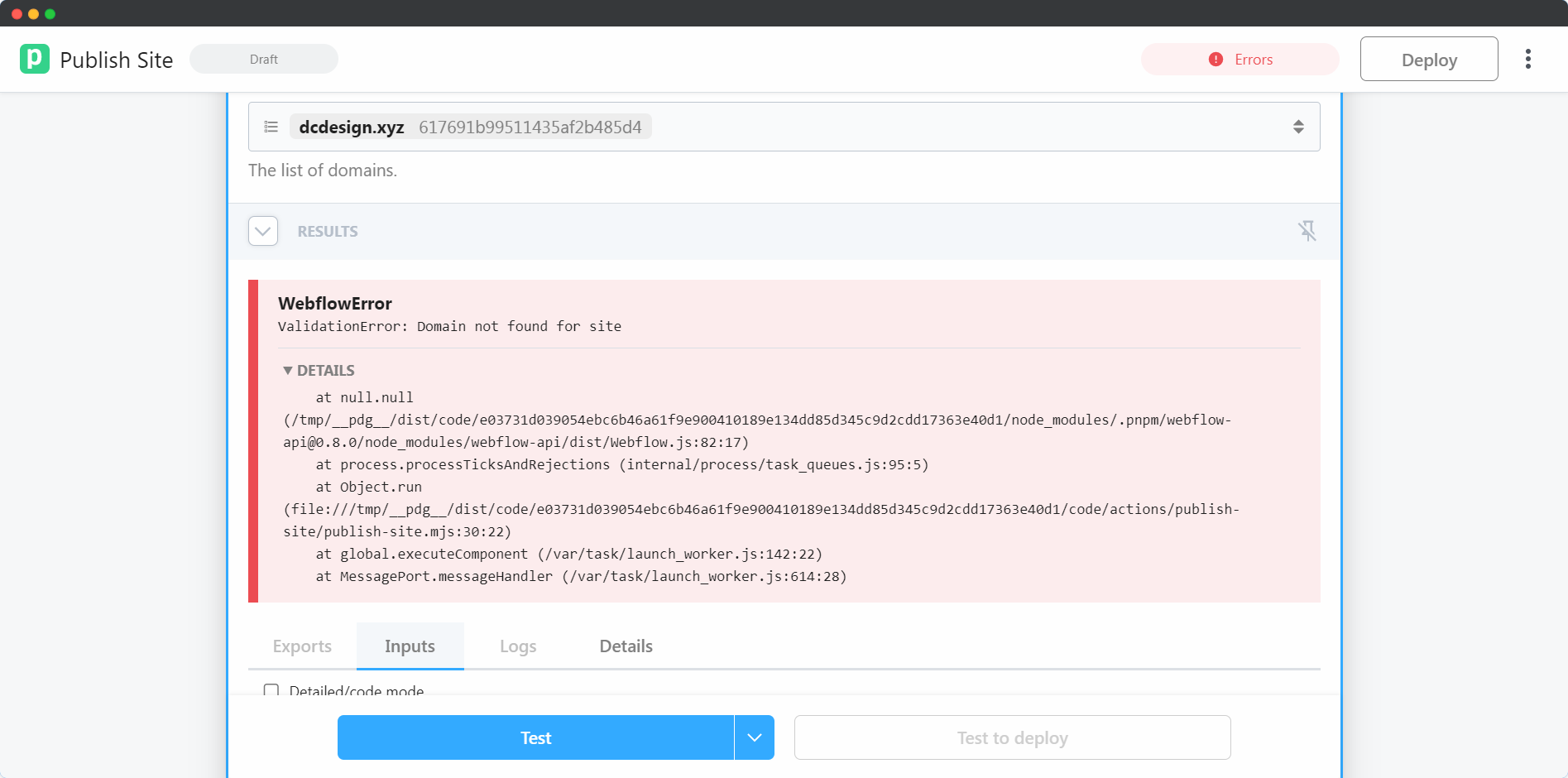 [BUG] Webflow - Deploy Site fails with `ValidationError` · Issue #3999 · PipedreamHQ/pipedream ...