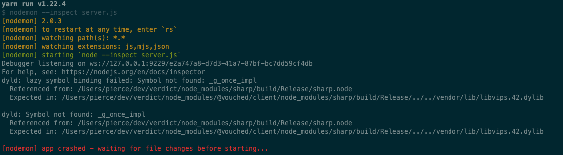 dyld: lazy symbol binding failed: Symbol not found: _g_once_impl · Issue #2337 · lovell/sharp ...