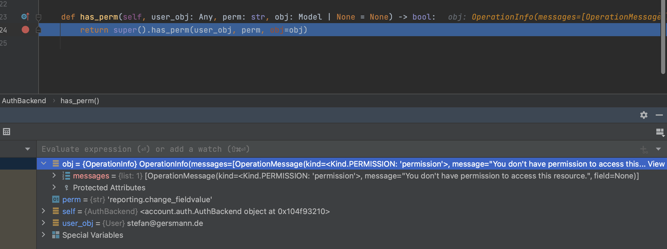 HasObjPerm directive on a update mutation fails updating the cache, due to unhashable type ...