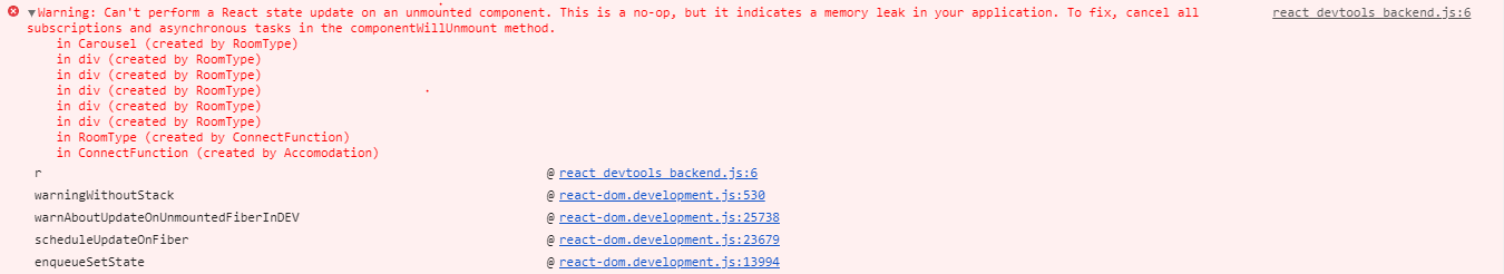 Throw Warning Asynchronous Tasks In The Componentwillunmount Method