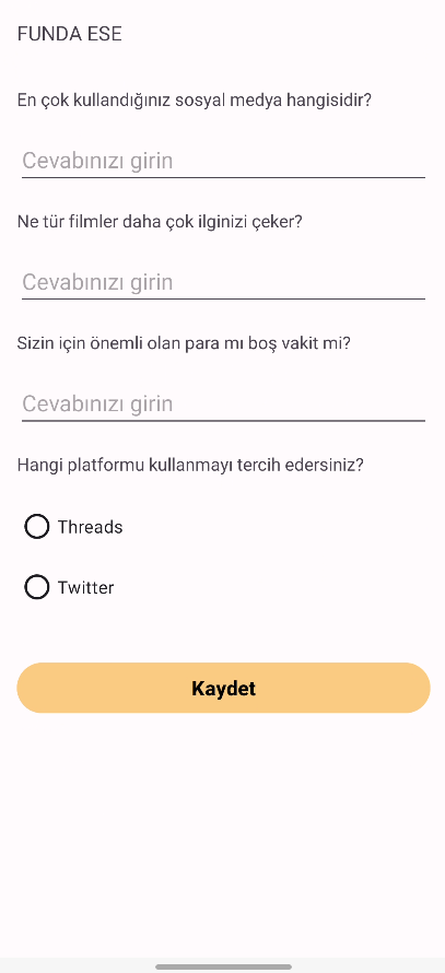 GitHub - fundaese/SurveyApp: In this application, personal information is taken, then a survey ...