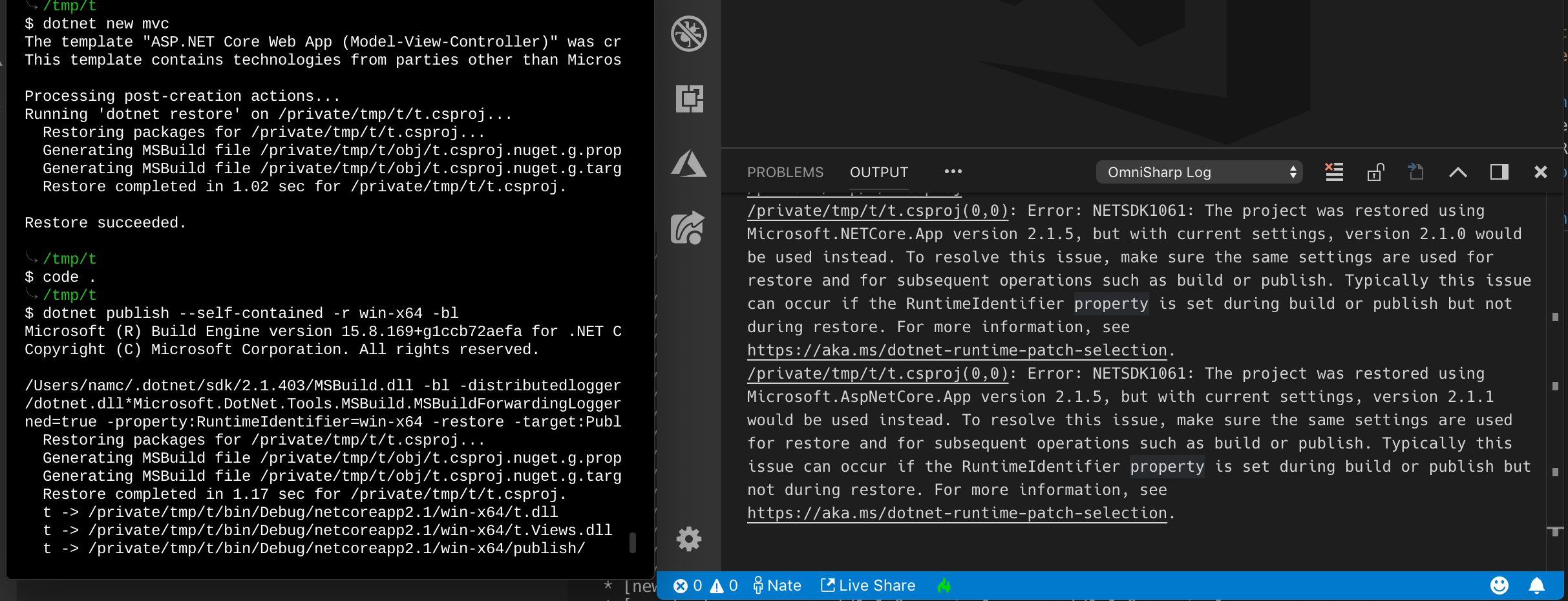 Creating New Asp Mvc Project Publishing Throws Errors Netsdk1061 · Issue 3871 · Dotnet