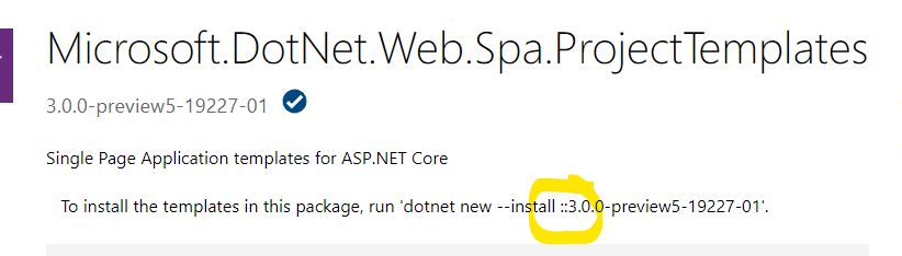 Incorrect installation instructions for template packages · Issue #10963 · dotnet/aspnetcore ...