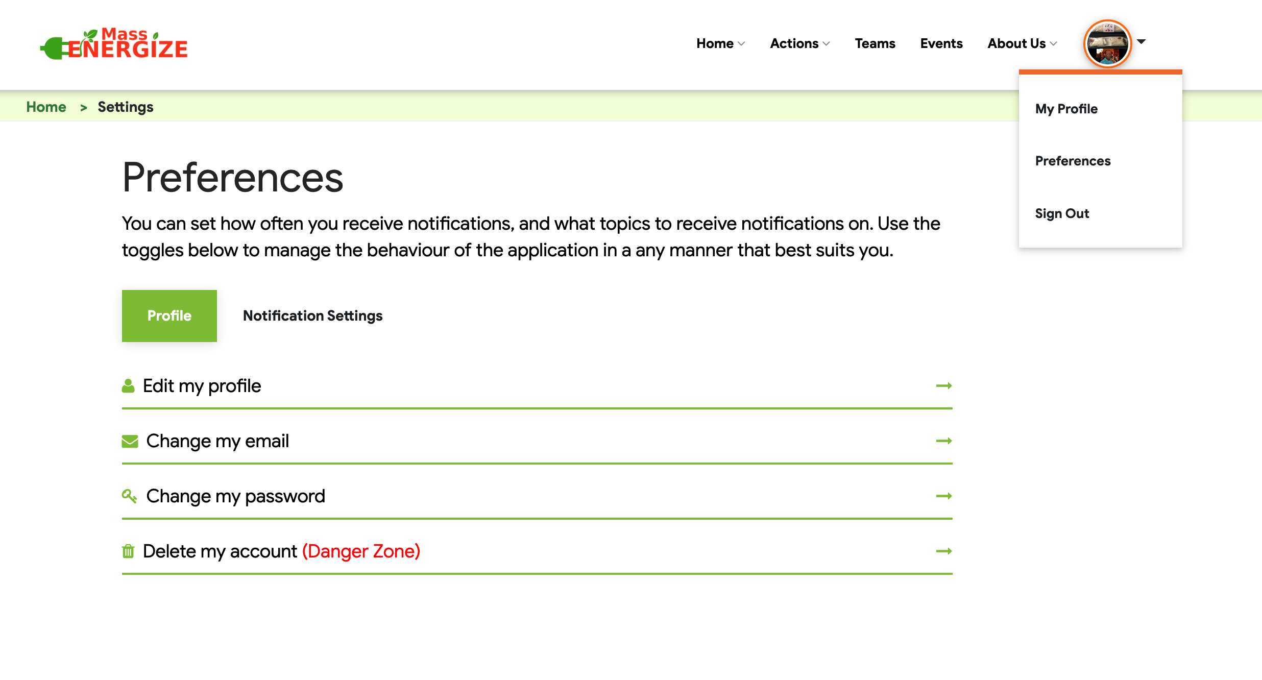 Profile settings rearranged by frimpongopoku · Pull Request #1100 · massenergize/frontend-portal ...