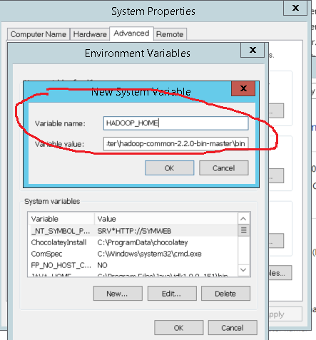 After configured environment variables, the WinUtils.exe path is not shown up in Environment ...