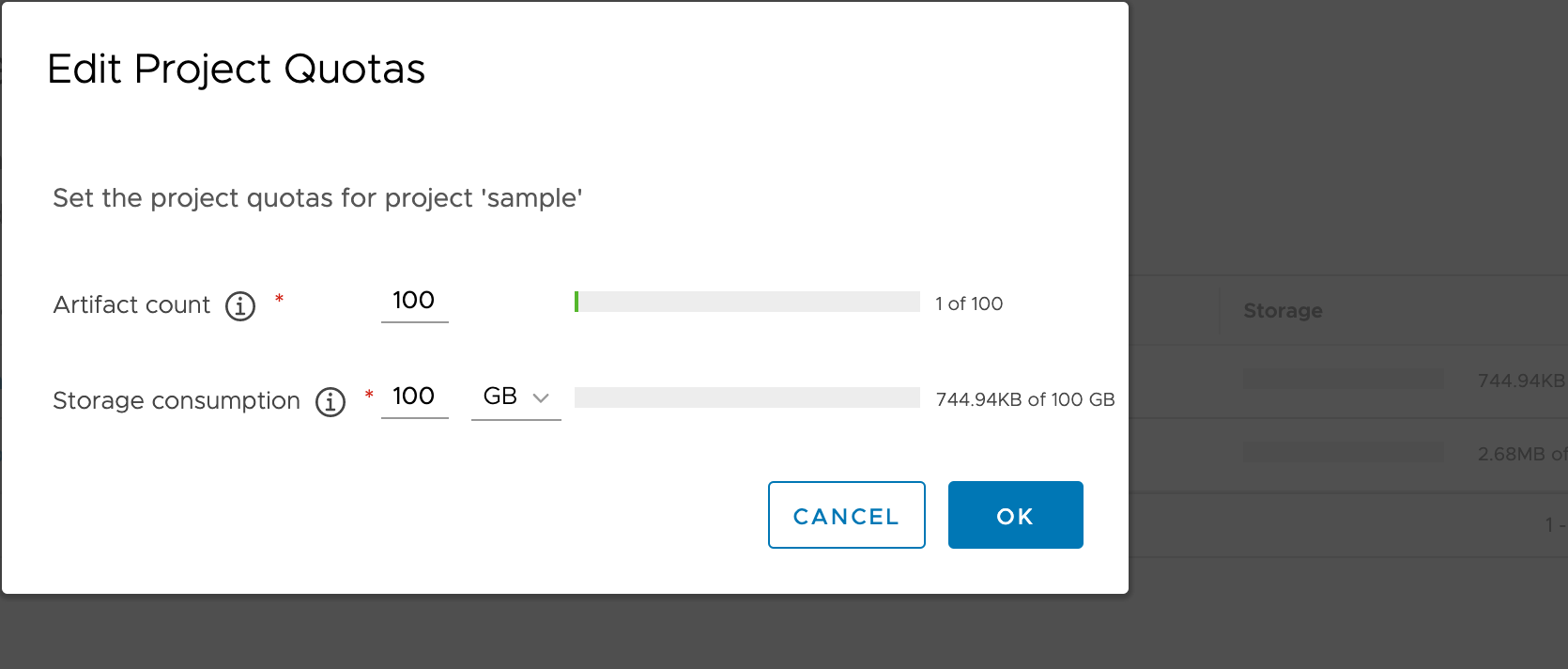 Project Quota Edit Dialog doesn't display error message in Read-Only ...