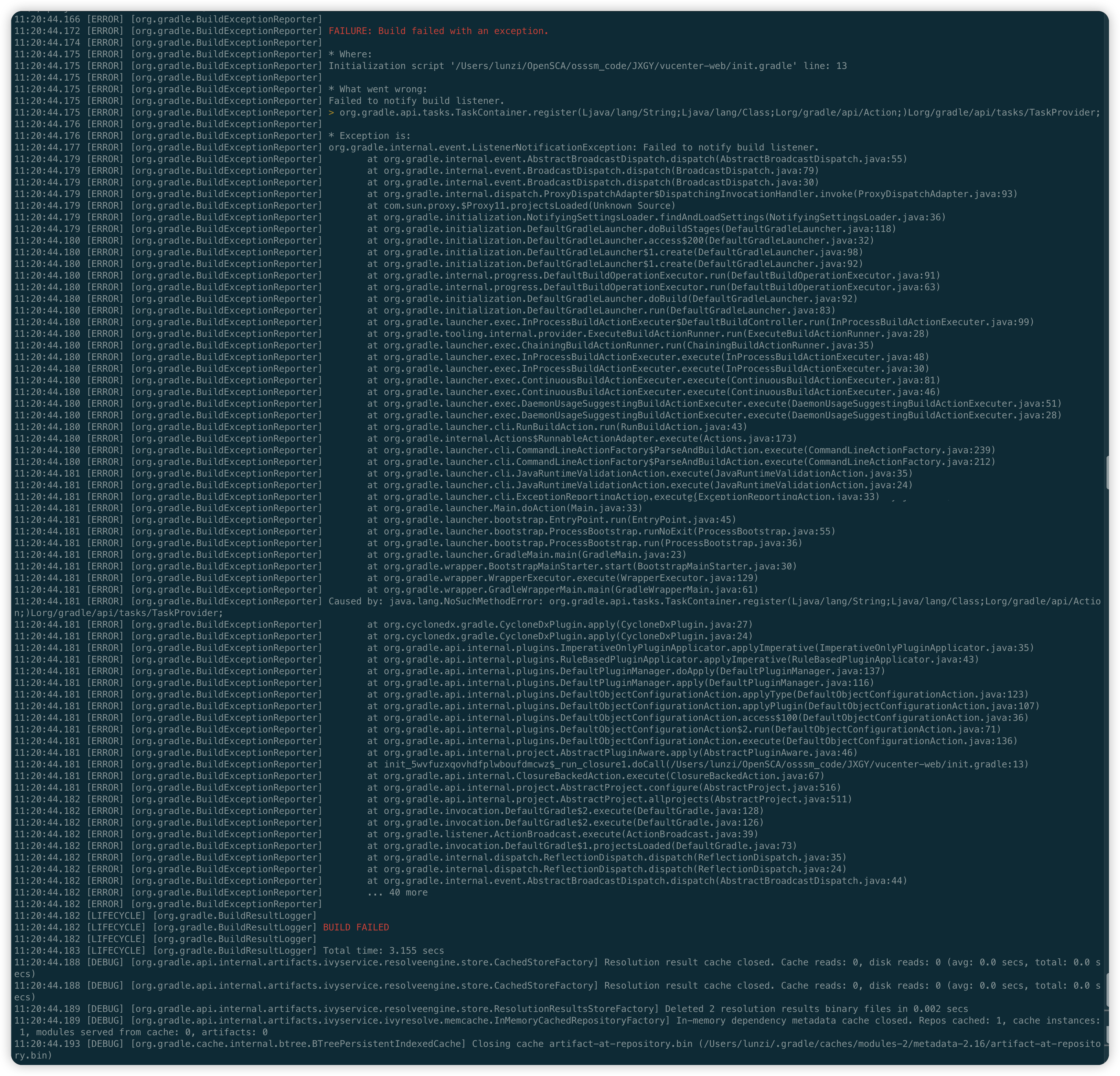I generated the SBOM error through init.gradle. Do you need to make any configuration changes ...
