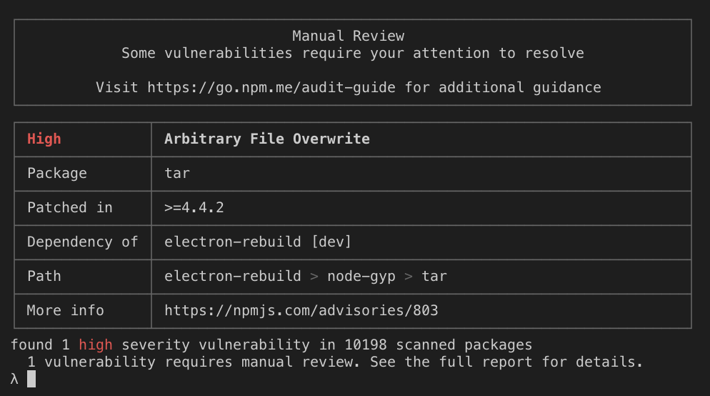 vulnerability after upgrading to 1.8.4 · Issue #291 · electron/rebuild · GitHub