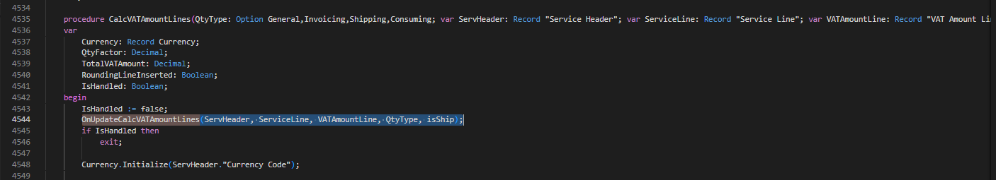 [Event Request] Table 5902 Service Line - procedure CalcVATAmountLines · Issue #23964 ...