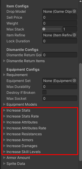 Scriptable Object on an Item to override the items normal bonuses ...