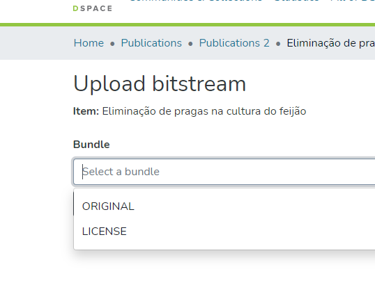 Upload bitstream view should always present at least the standard 3 bundles to pick from · Issue ...