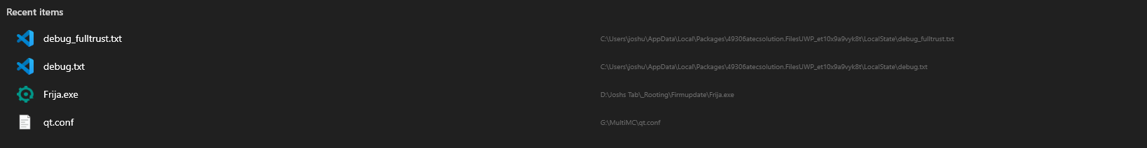 Recent items on the home screen directory's text not that visible ...
