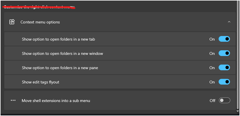 Move settings `Move shell extensions into a sub menu` into context menu options · Issue #11361 ...