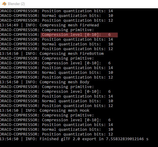 Export with Draco provide strange message (or error) for compression ...
