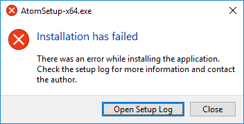 Installation on windows 10 failed · Issue #18642 · atom/atom · GitHub
