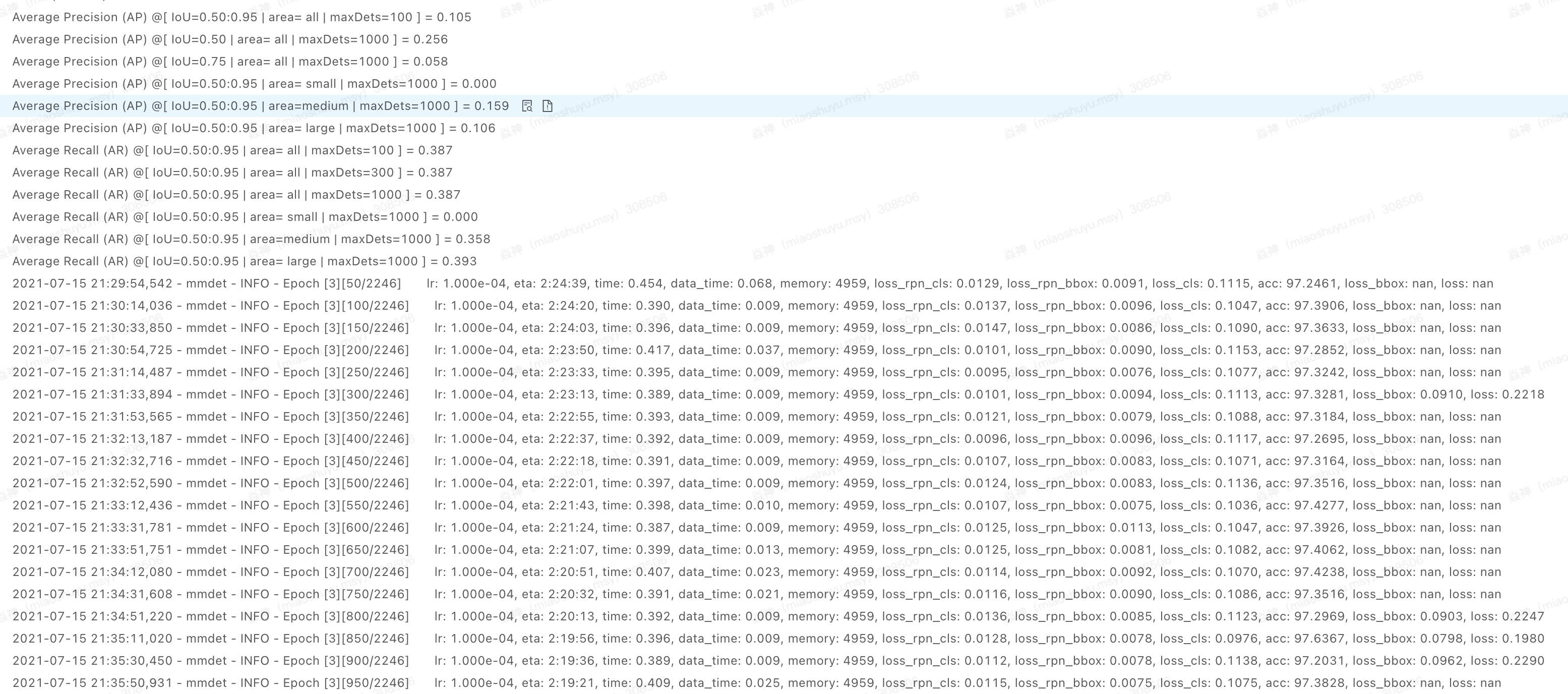 Why i get "loss is nan, but AP/AR is correct" · Issue #5621 · open-mmlab/mmdetection · GitHub
