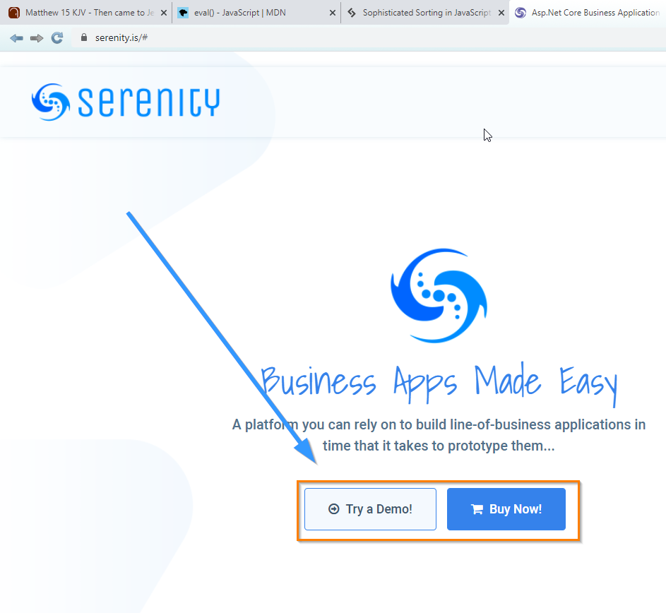 New Serenityis Homepage Demo And Buy Now Buttons Do Currently Not Work · Issue 4975
