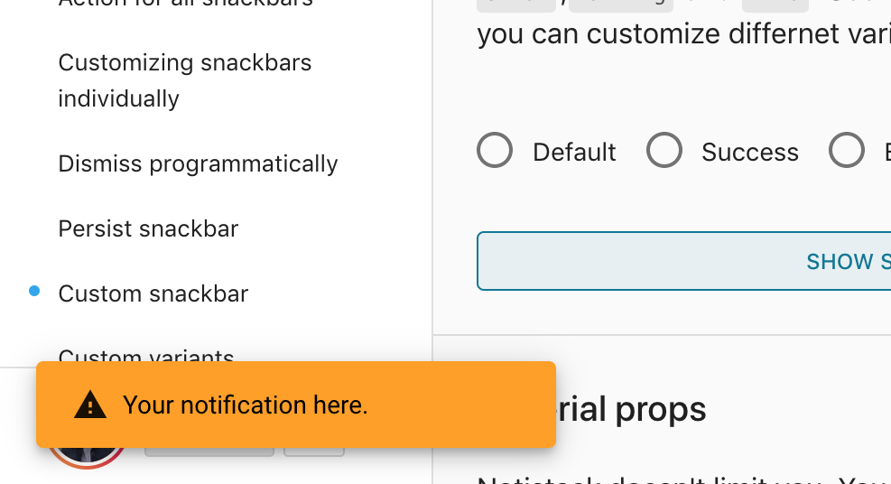 Snackbar text colour doesn't match accessibility criteria · Issue #195 · iamhosseindhv/notistack ...