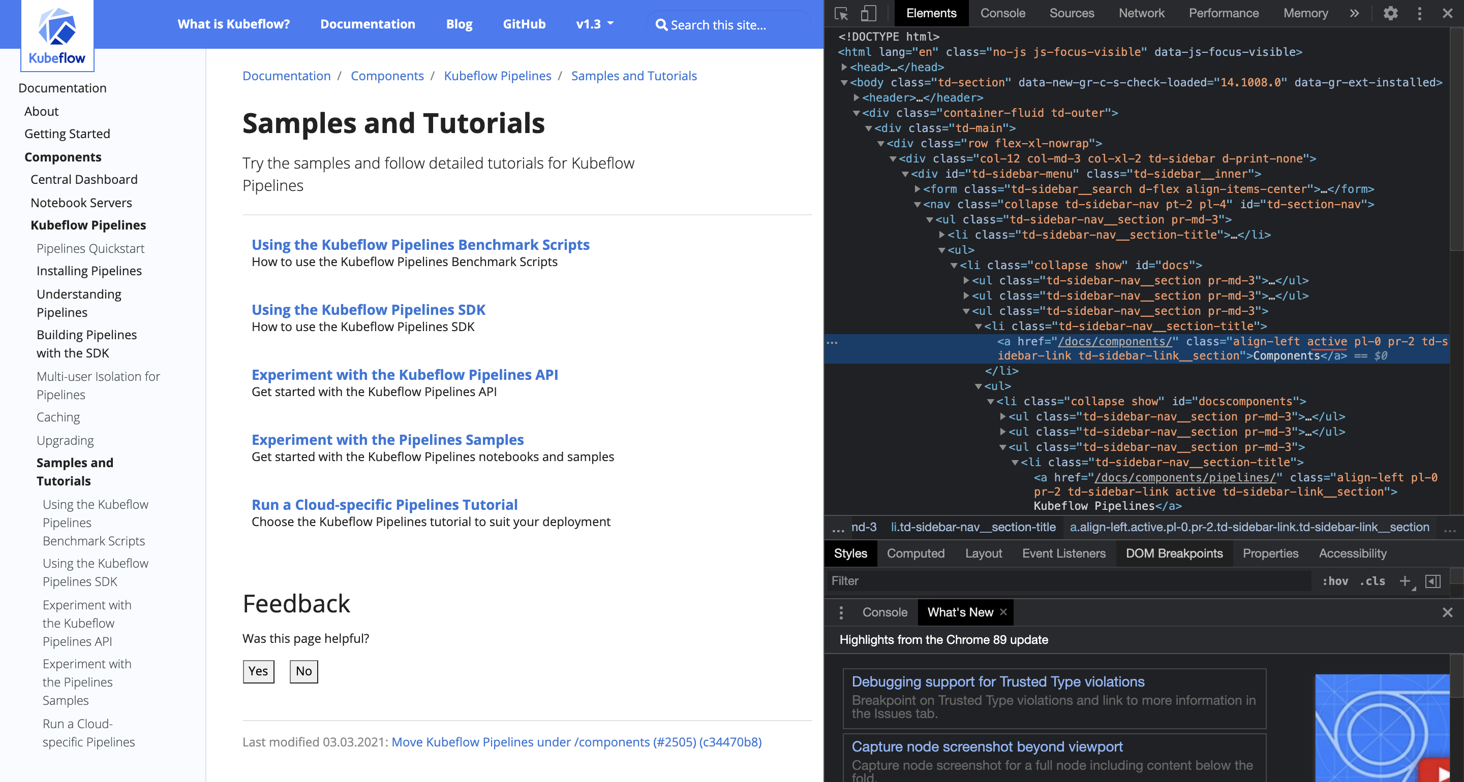 create visual separation for the expanded docs sections · Issue #2684 · kubeflow/website · GitHub
