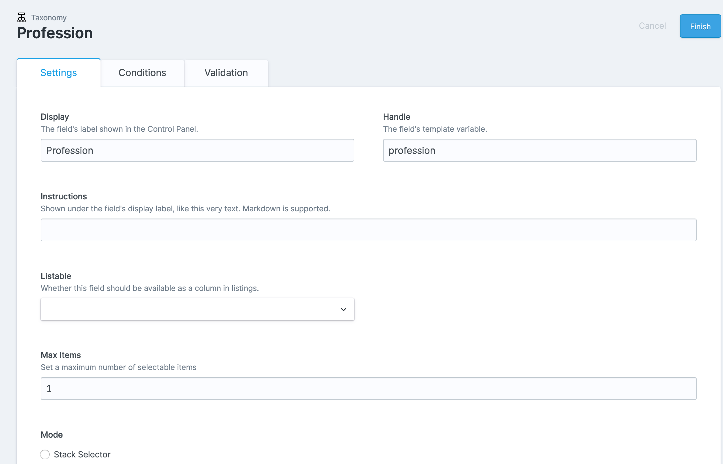 Cannot select taxonomy in the UI for the taxonomy field · Issue #1268 · statamic/cms · GitHub