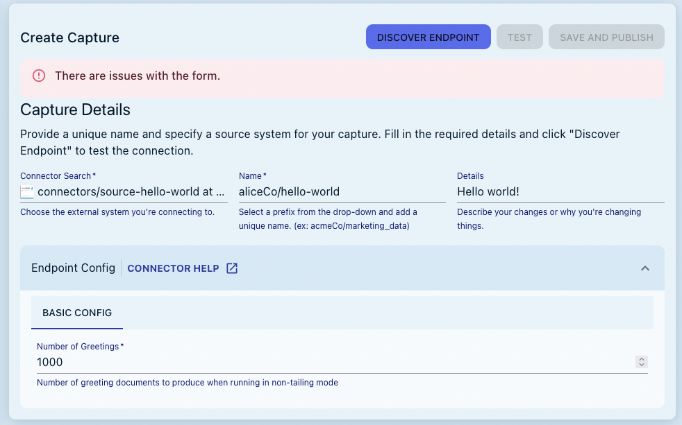 Starting capture from Connectors page · Issue #284 · estuary/ui · GitHub