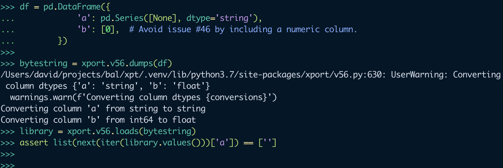 Treatment of `None` in character columns · Issue #44 · selik/xport · GitHub