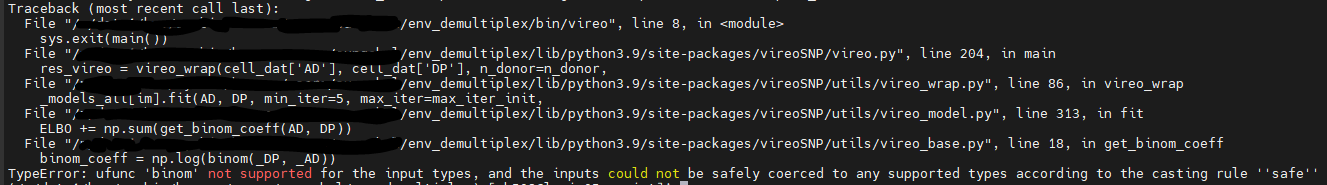 vireo error with scipy.special.binom · Issue #46 · single-cell-genetics/vireo · GitHub