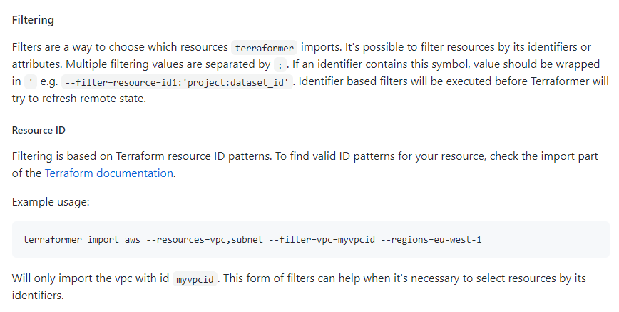 Filter based on different resource ID · Issue #568 · GoogleCloudPlatform/terraformer · GitHub