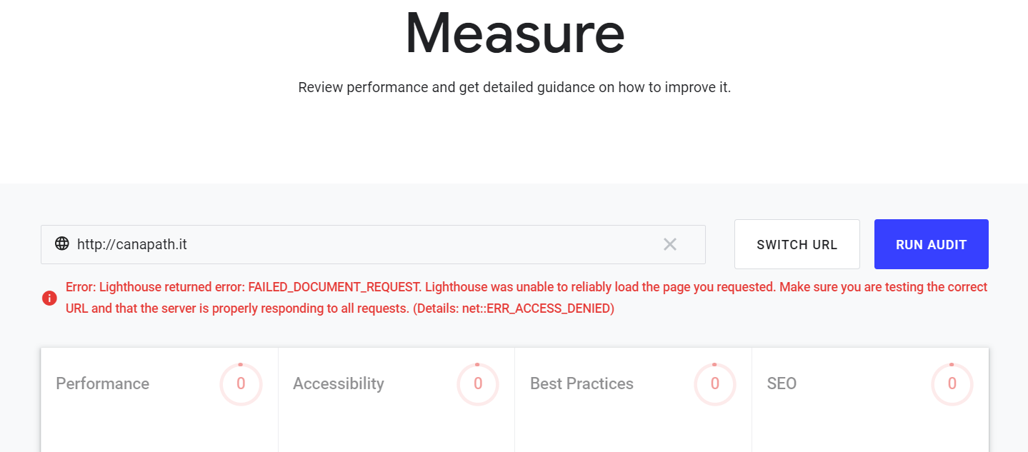 Lighthouse: FAILED_DOCUMENT_REQUEST. · Issue #6573 · GoogleChrome/lighthouse · GitHub