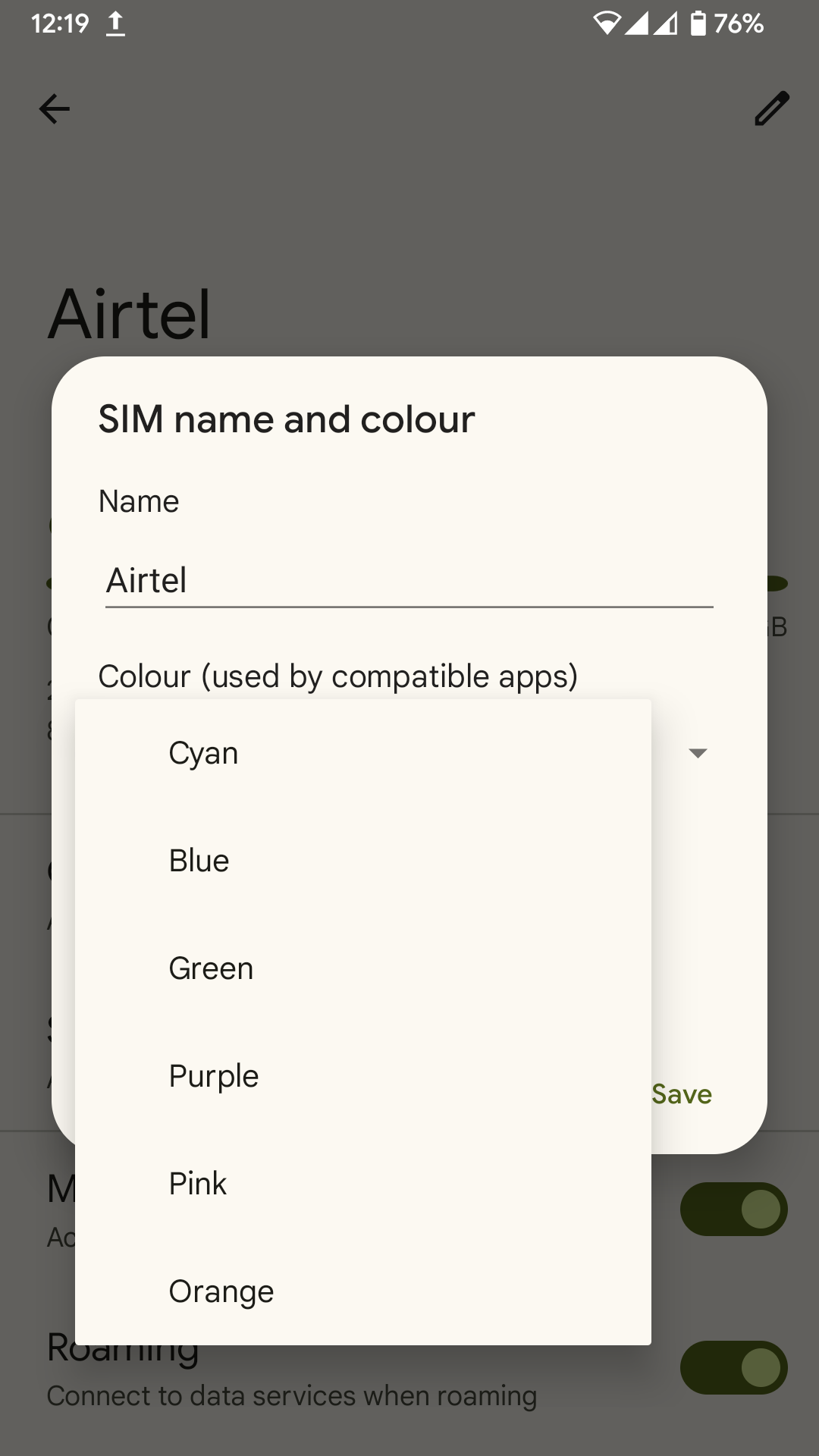 SIM colors are missing in dropdown and functionality not working ...