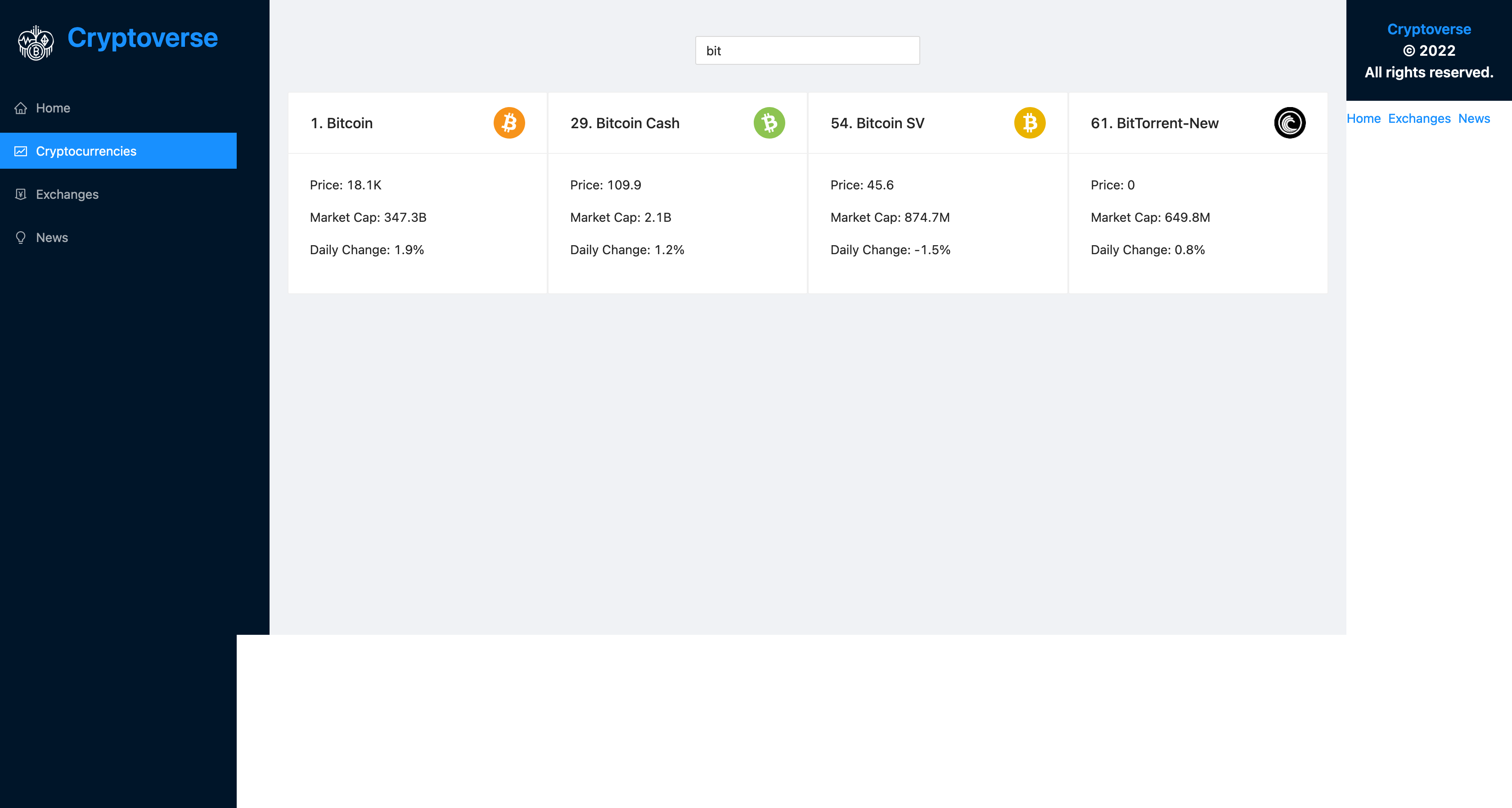 GitHub - wojciechmarek/cryptoverse: A sample cryptocurrency website.