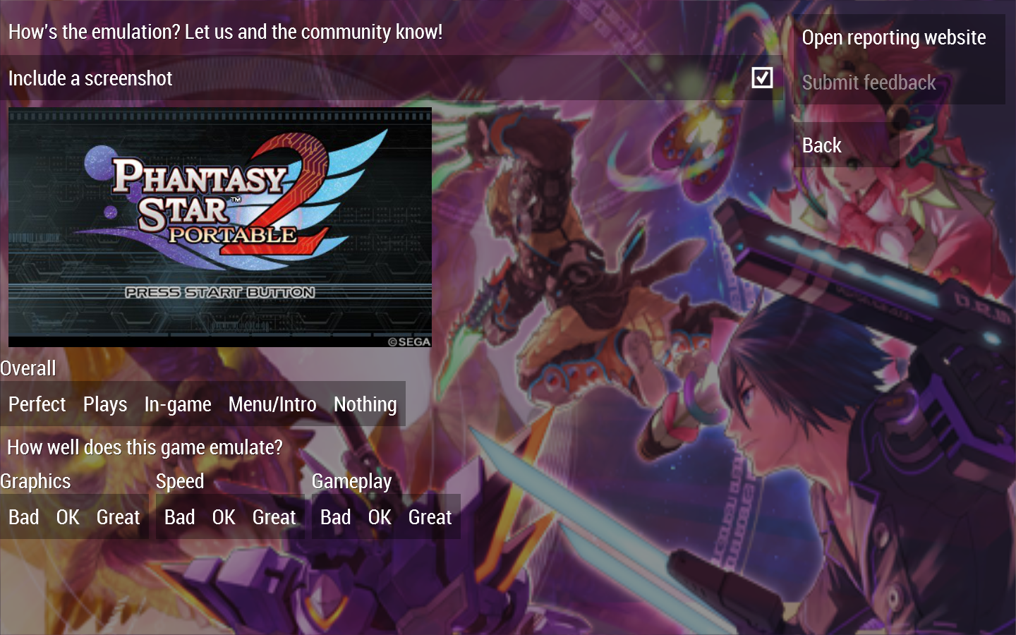 Compatibility Feedback menu bug · Issue #11129 · hrydgard/ppsspp · GitHub
