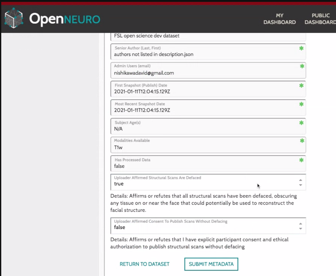 Update dataset UI for defacing verification logging · Issue #1860 · OpenNeuroOrg/openneuro · GitHub