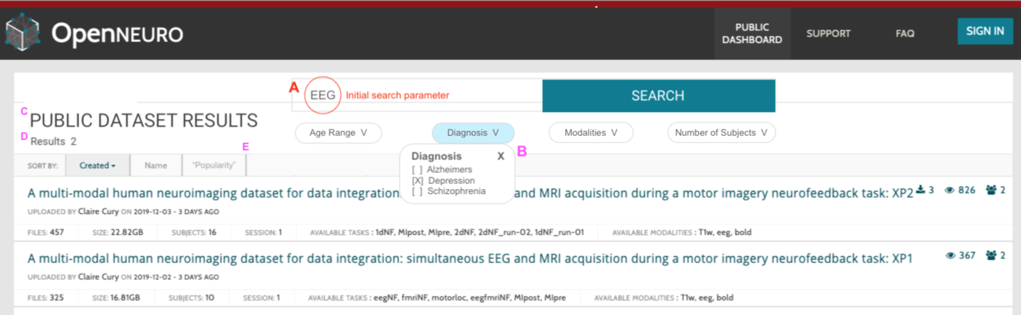 Design wireframe prototype for Search pages · Issue #1401 · OpenNeuroOrg/openneuro · GitHub