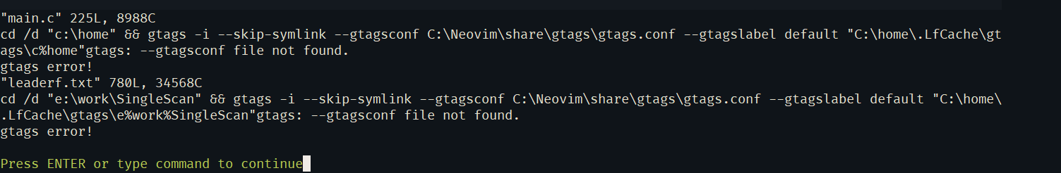gtags error · Issue #378 · Yggdroot/LeaderF · GitHub