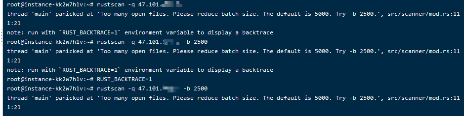 thread 'main' panicked at 'Too many open files. Please reduce batch size. The default is 5000 ...