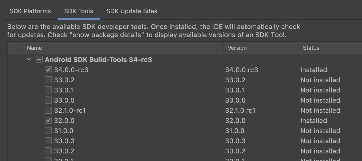 Android Sdk Install Instructions Explicitly Declare Which Packages Are Needed · Issue 1296
