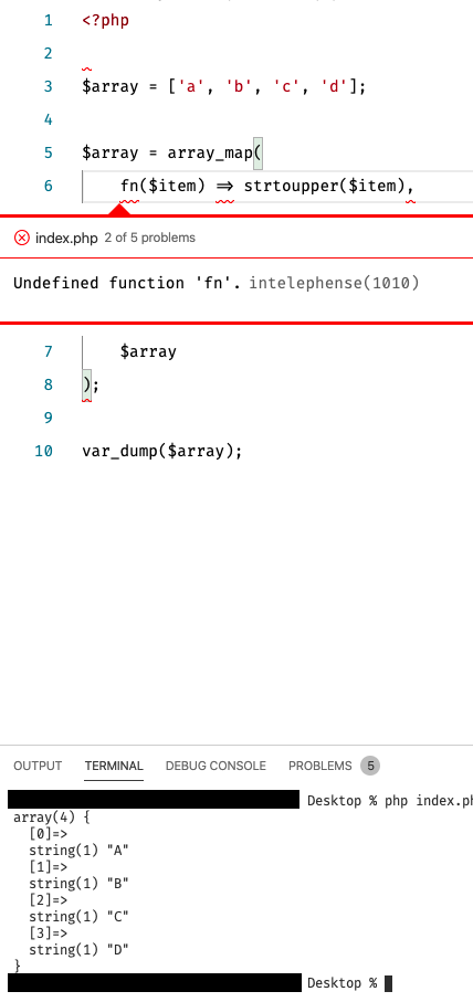 Arrow functions triggering error · Issue #1050 · bmewburn/vscode-intelephense · GitHub