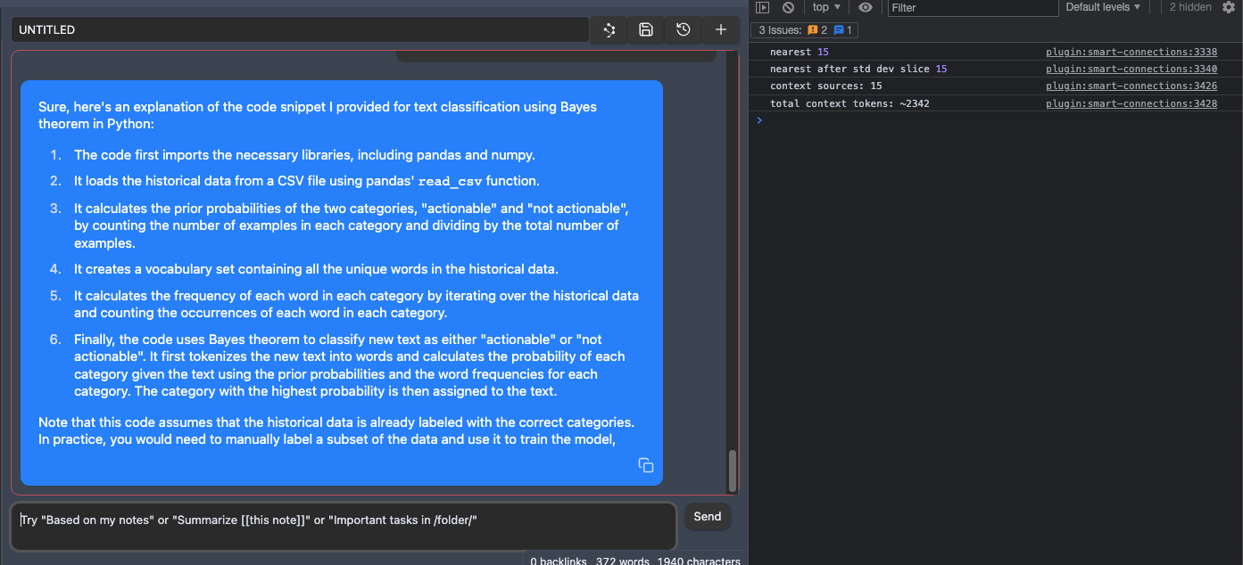 Character limit on Chat responses · Issue #101 · brianpetro/obsidian-smart-connections · GitHub