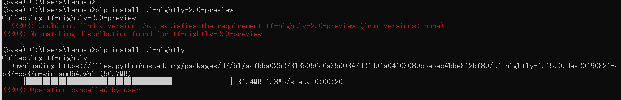Aanconda Python 37 Could Not Find Tf Nightly 20 Preview · Issue 31875 · Tensorflowtensorflow
