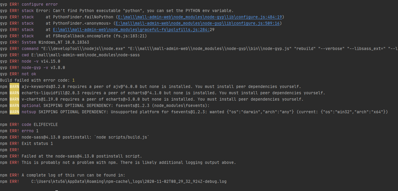 执行npm install命令报错 · Issue #104 · macrozheng/mall-admin-web · GitHub