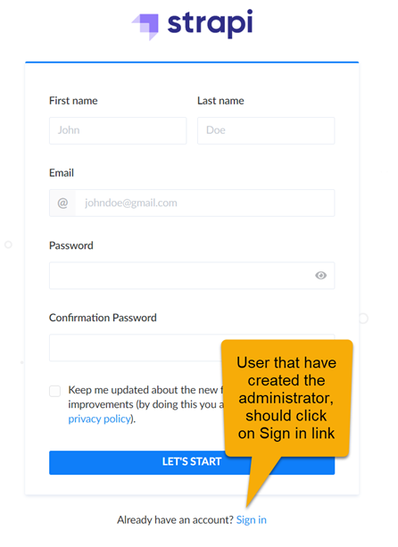 Sign in link on the Register-admin dialog is not functional · Issue ...
