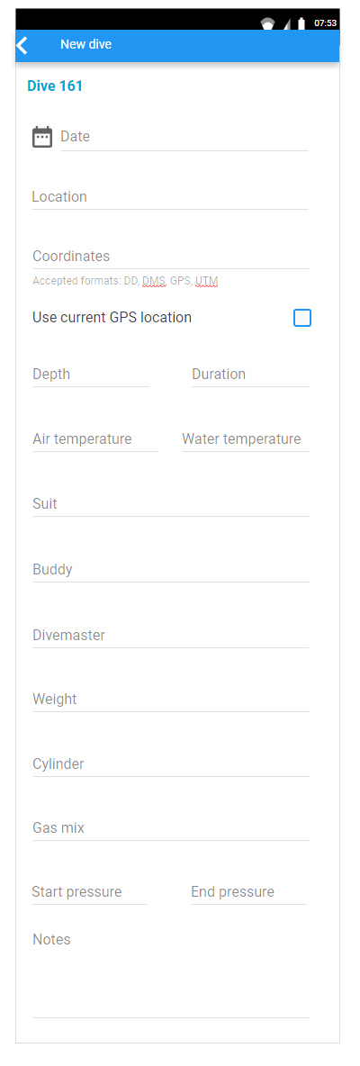 [idea] Mobile UI #11: Edit Dive / New Dive layout · Issue #495 · subsurface/subsurface · GitHub