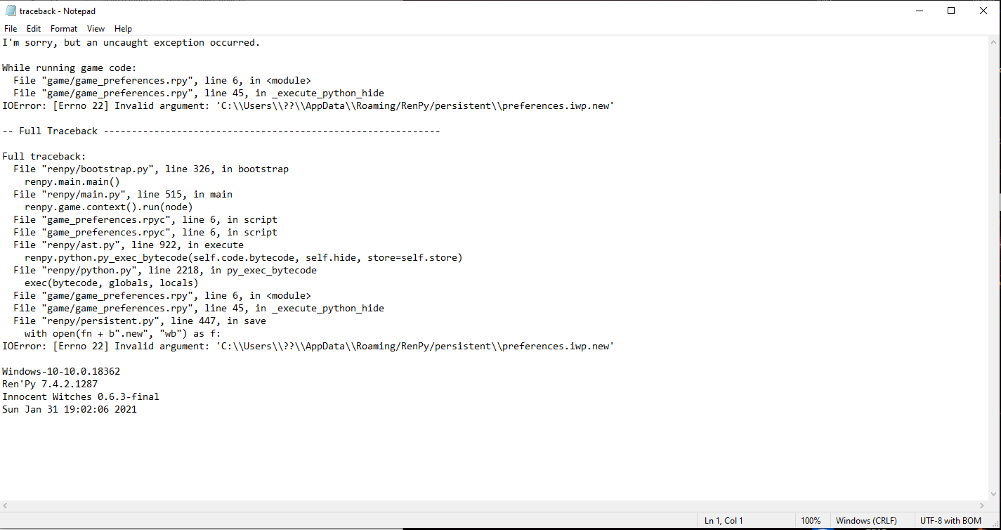 Saving Persistent Falls On Windows With Yiddish Username · Issue 2637 · Renpy Renpy · Github