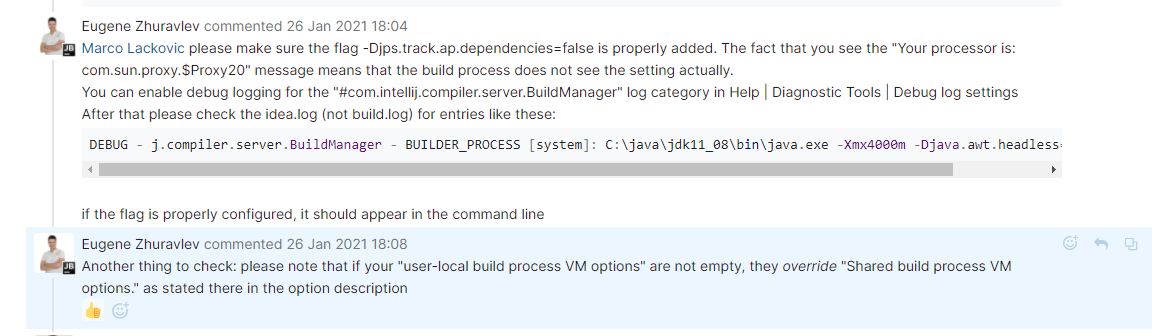 [IntelliJ 2021.1.1 (Ultimate Edition)]java: JPS incremental annotation processing is disabled ...
