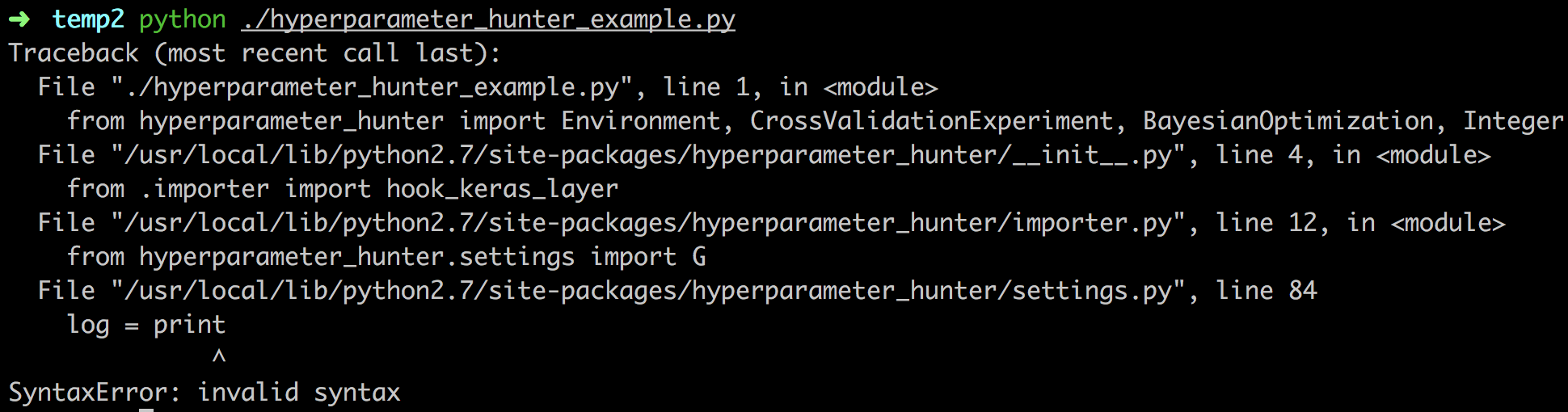 Syntax error to run the example · Issue #72 · HunterMcGushion/hyperparameter_hunter · GitHub