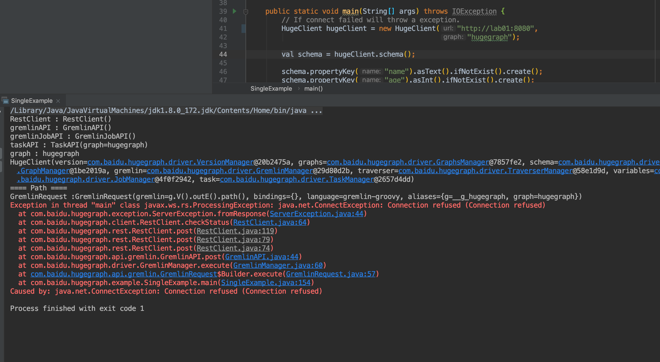 Exception in thread "main" class com.baidu.hugegraph.HugeException: Failed to commit · Issue #23 ...