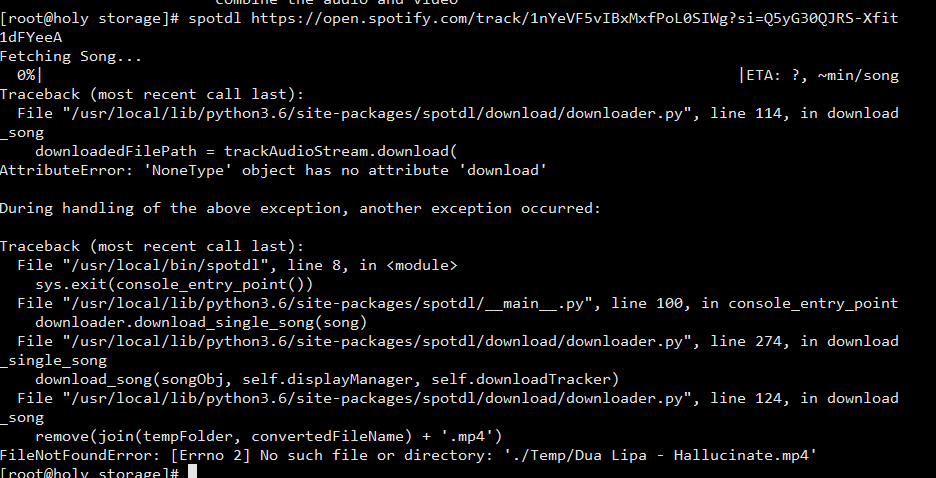 unable to download songs · Issue #1034 · spotDL/spotify-downloader · GitHub