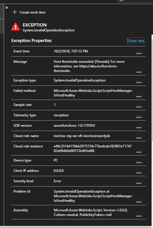 Host thresholds exceeded: [Threads] · Issue #973 · Azure/Azure-Functions · GitHub